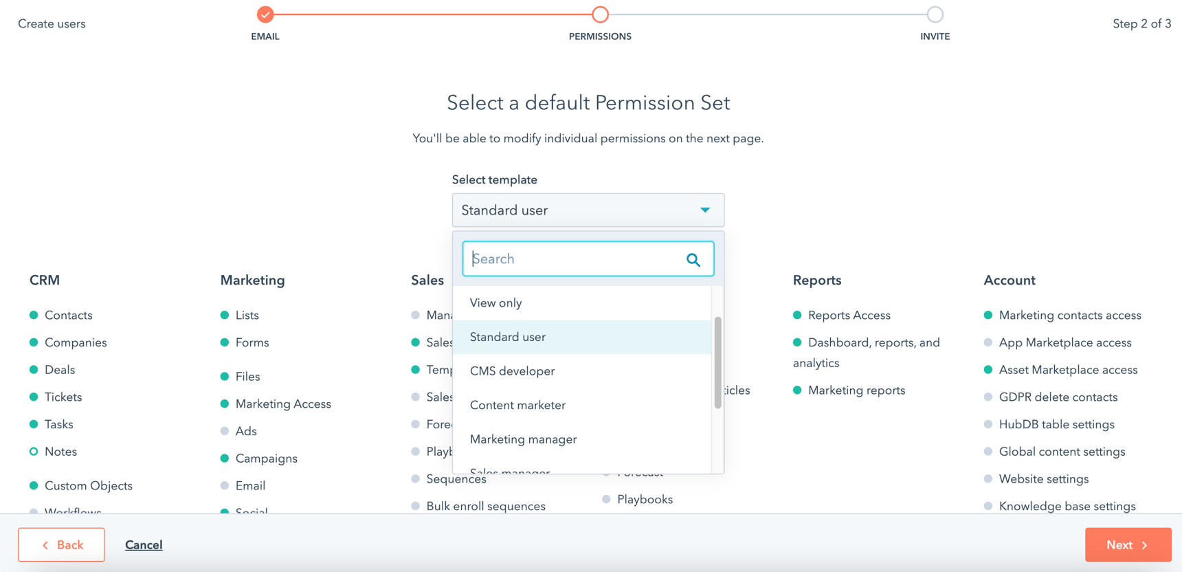 How do I manage user permissions in HubSpot?